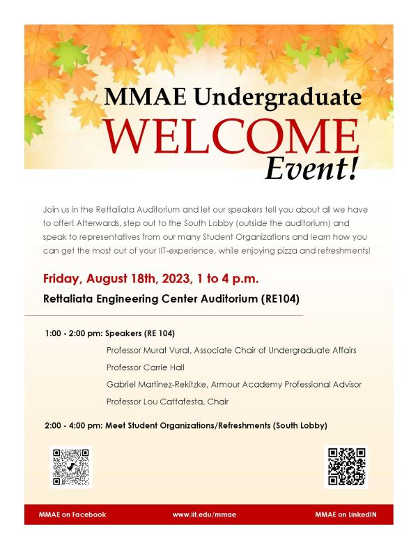 MMAE Undergraduate Welcome Event | Illinois Institute of Technology
